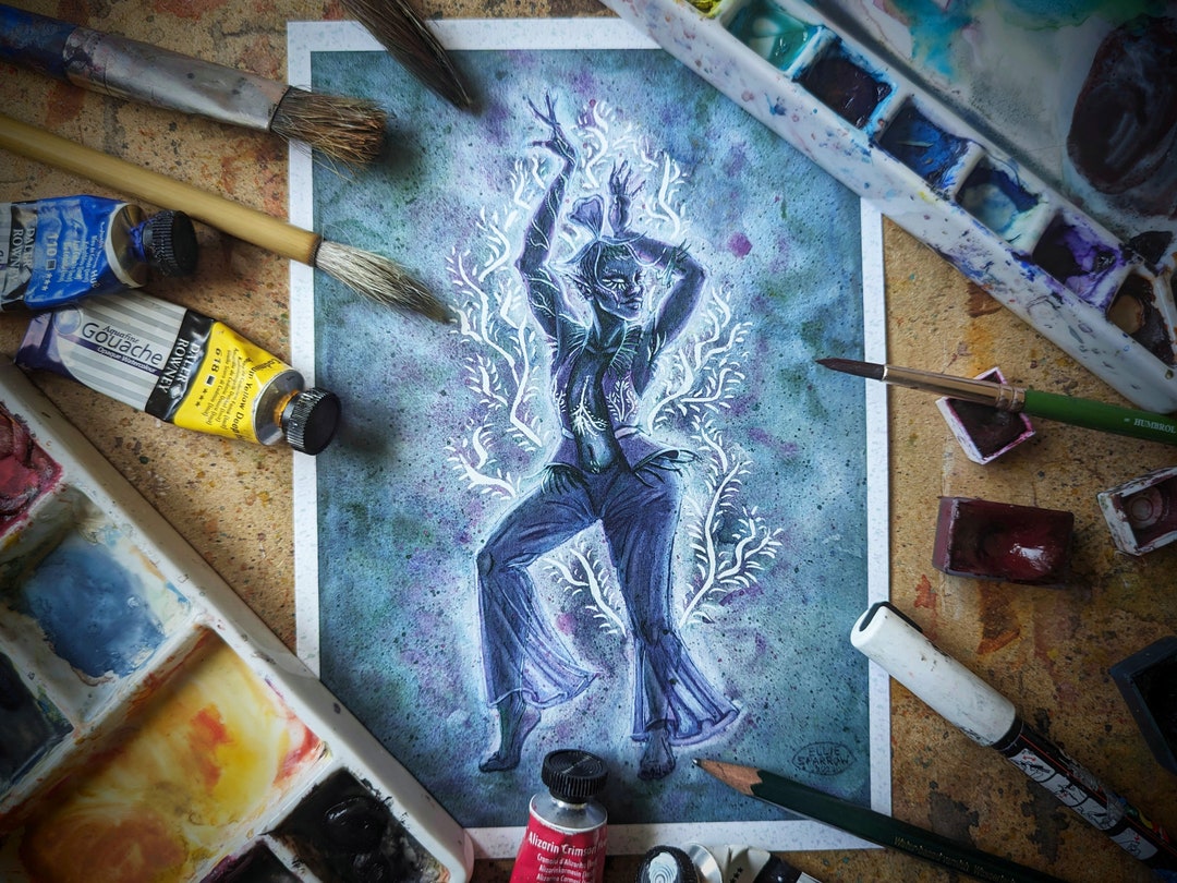 Rosemary Herb Character Art - Herb Art Print - Witchy Kitchen Art Print ...
