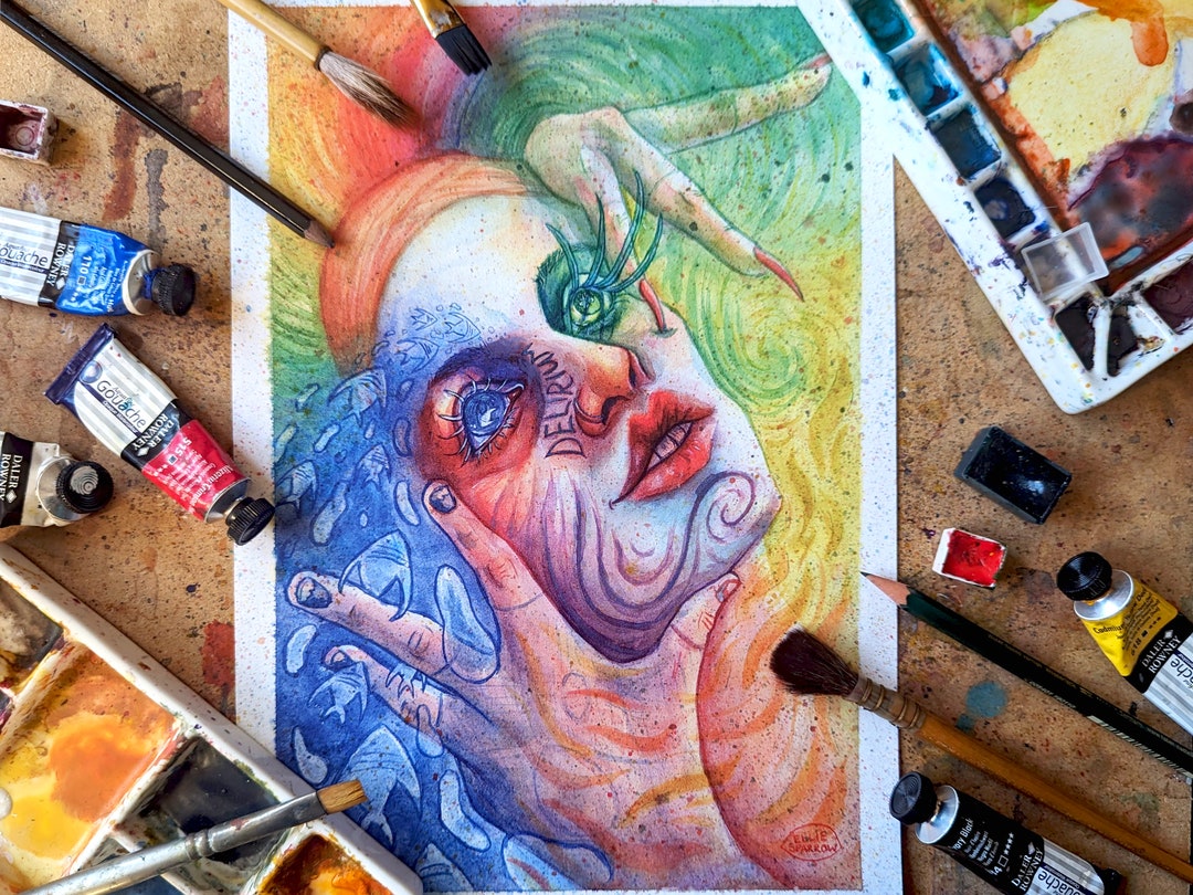 Sandman Art Print Delirium of the Endless Art Hand Embellished Art ...