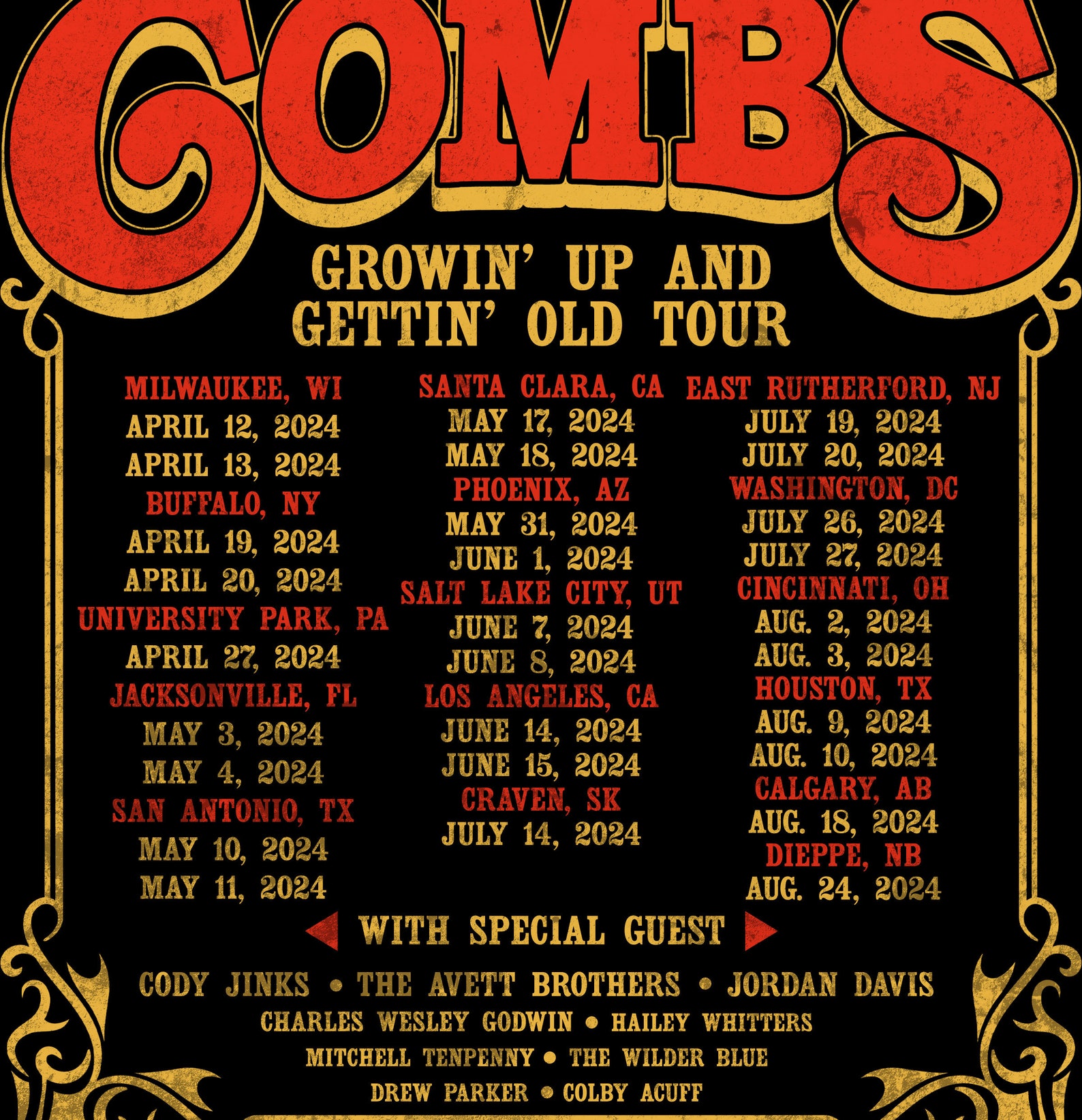 Luke Combs 2024 Tour T Shirt Luke Combs Growin Up And Gettin Old T