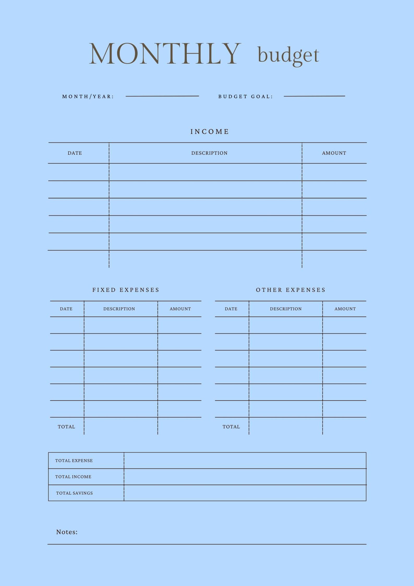Monthly Budget Planner | Printable Expense Tracker | Personal Finance ...