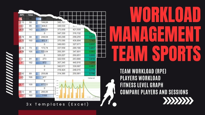 WORKLOAD MANAGEMENT TEMPLATES in Excel for Team Sports (soccer ...