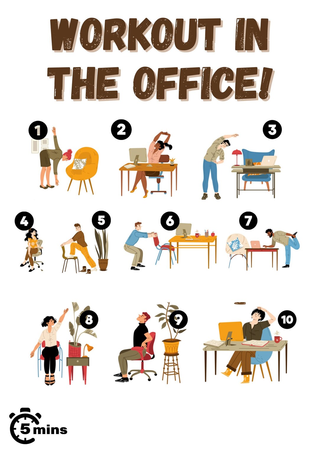 5min. Workout in the Office Improves Energy and Focus - Etsy