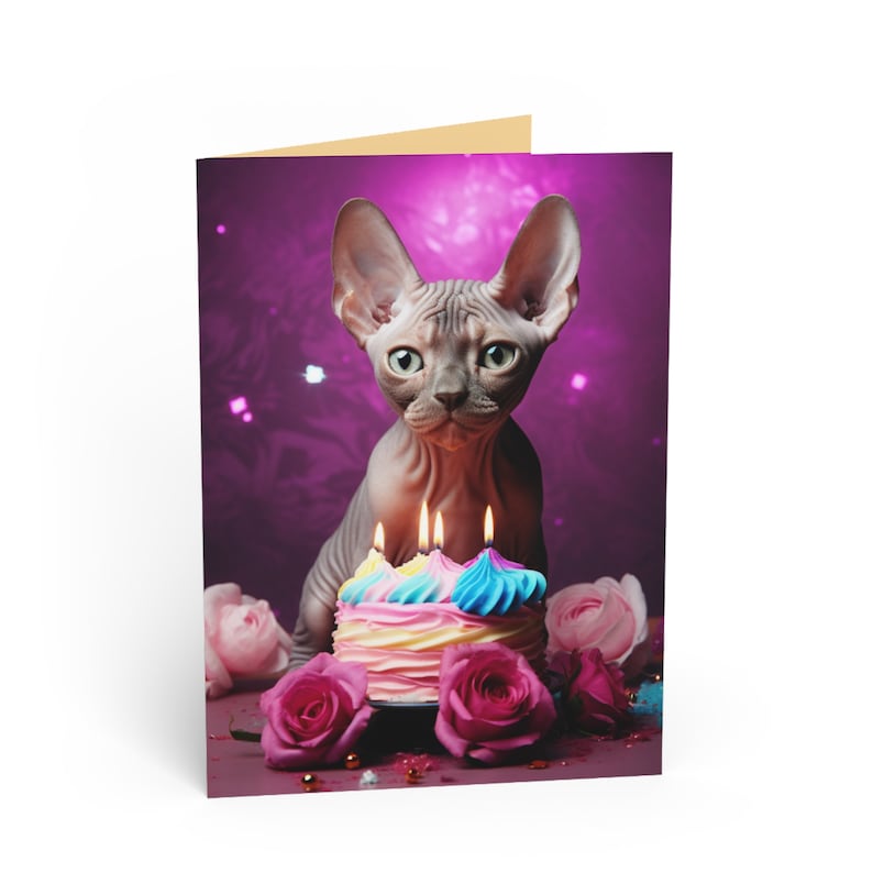 Majestic Paws Sphynx Cat Birthday Card - Etsy