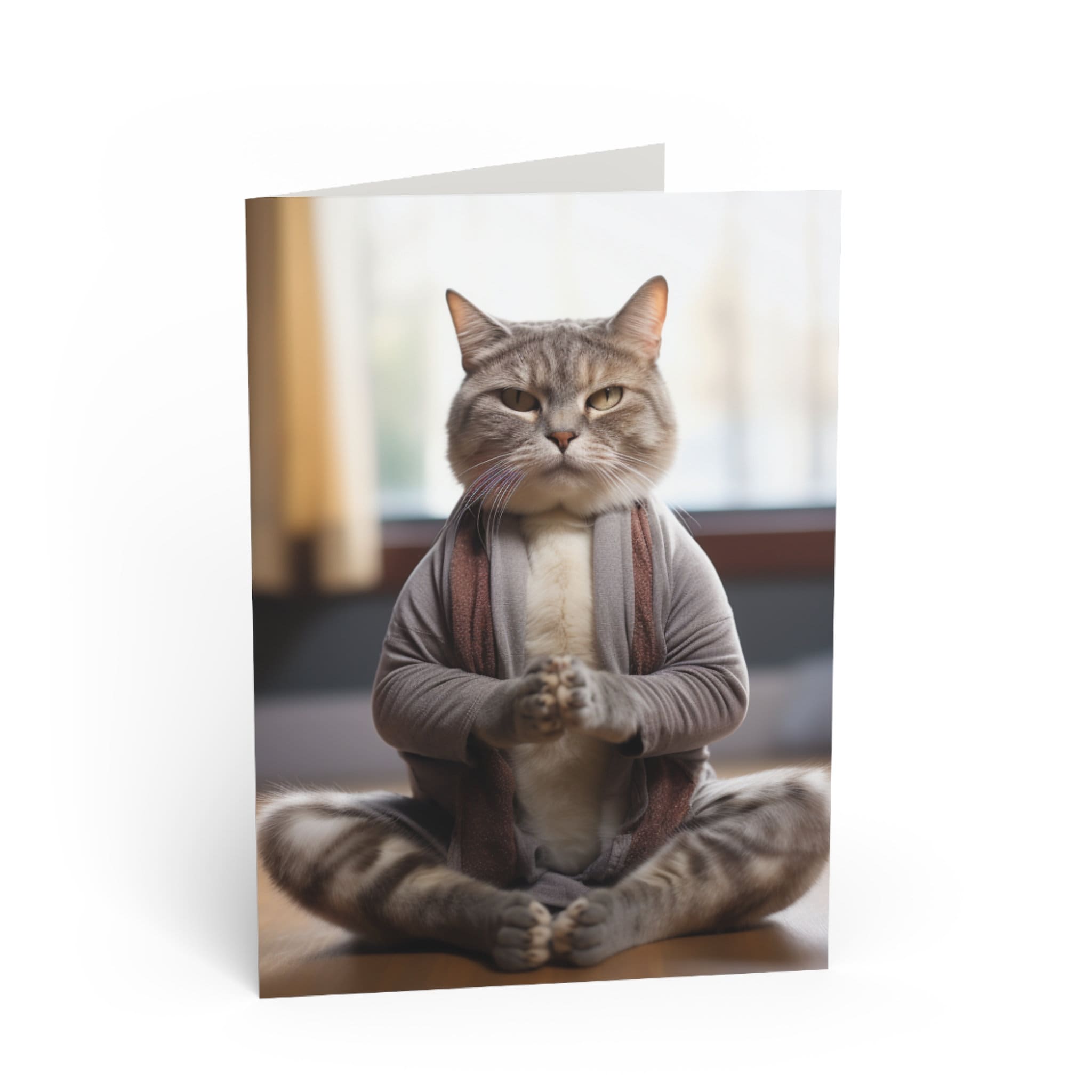 Purrfect Zen: Yoga Cat Meditation Portrait Card - Etsy