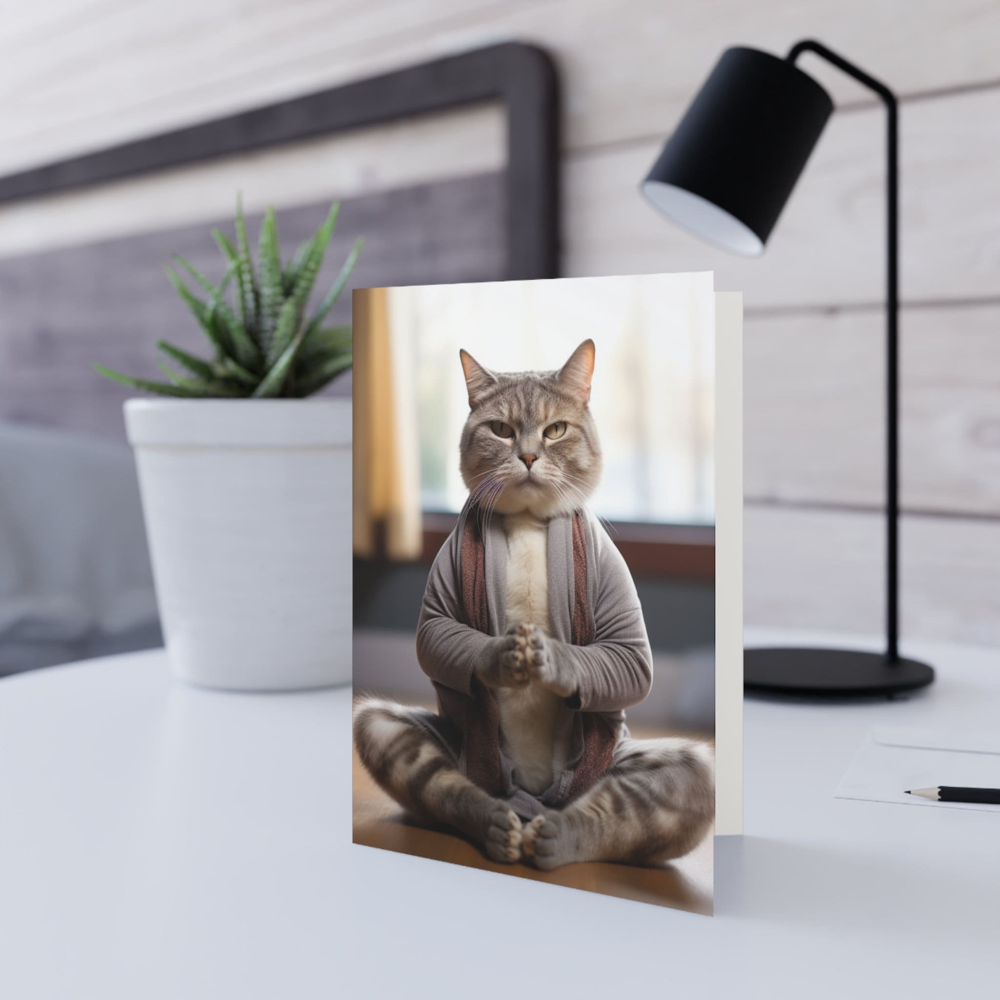 Purrfect Zen: Yoga Cat Meditation Portrait Card - Etsy