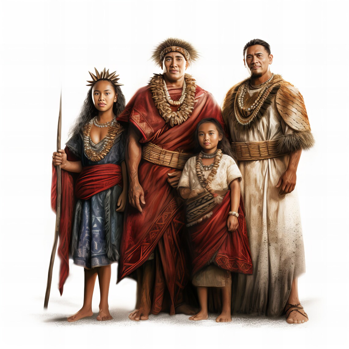Greeting Card Family Portraits Polynesia 2 Illustration of the Ancient ...