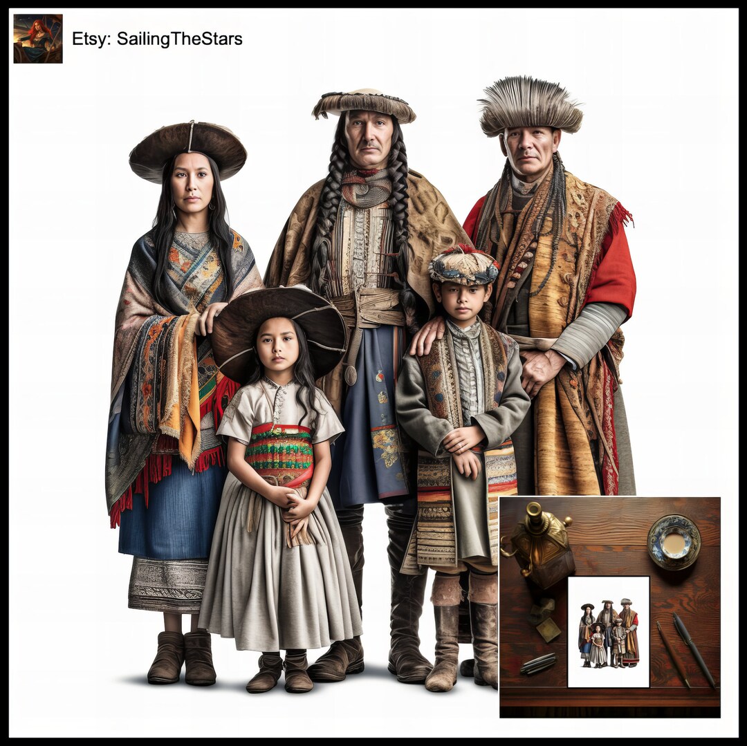 Greeting Card Family Portraits Inca 1 Illustration of the Ancient ...