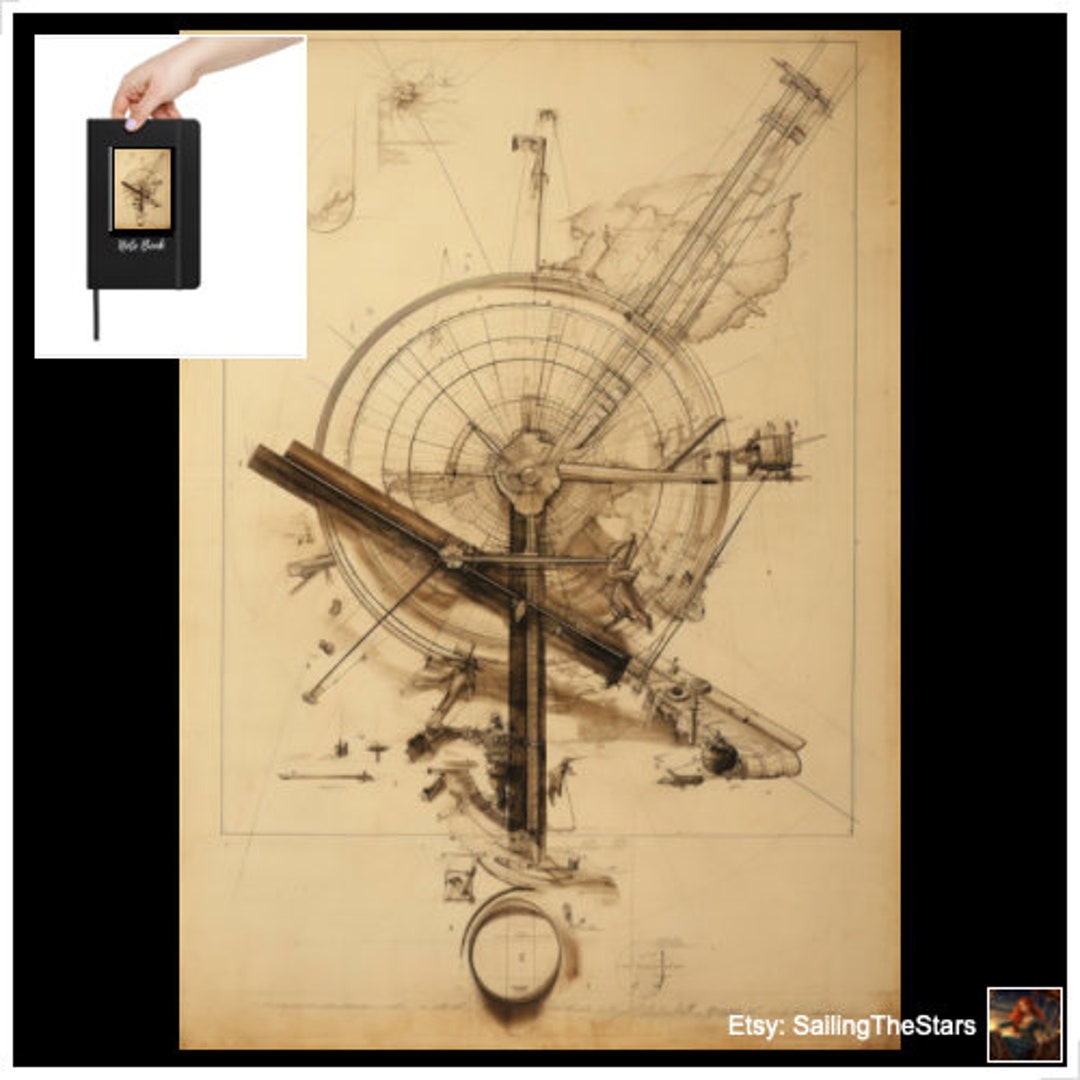 Notebook Sketchbook Leonardo Da Vinci's Satellite Design 1 A5 Blank ...