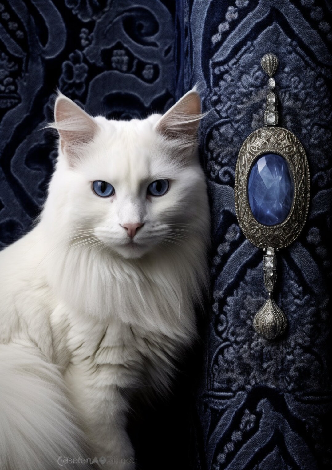 White Cat Birthday Card With Blue Lace Agate Crystal Jewellery for Mum ...