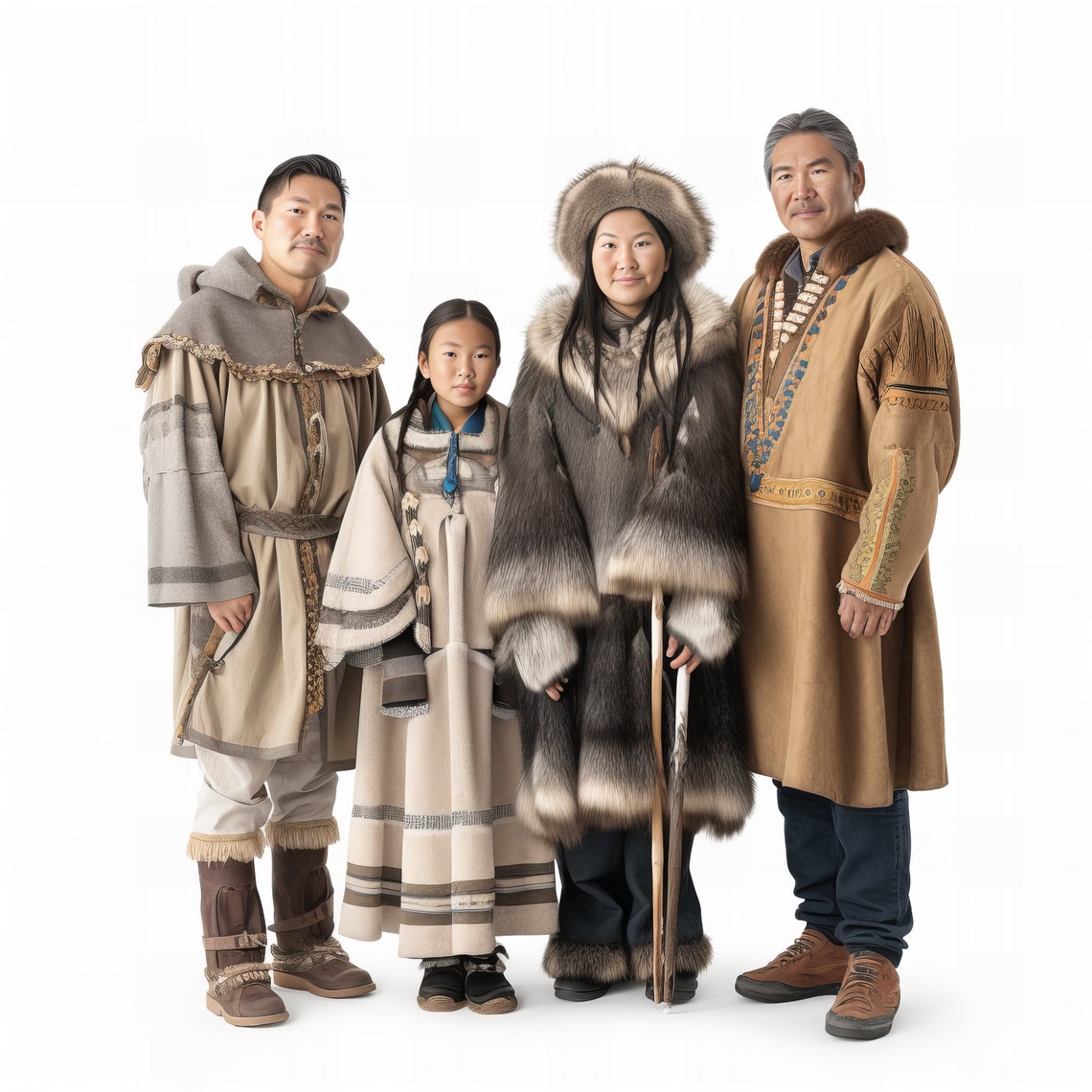 Greeting Card Family Portraits Inuit 1 Illustration of the Ancient ...