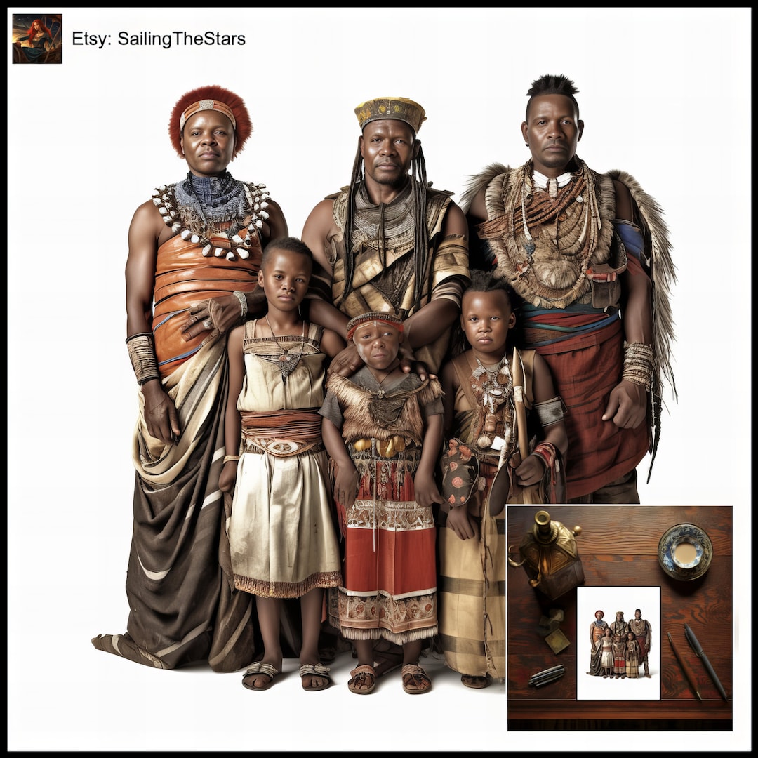 Greeting Card Family Portraits Zulu 1 Illustration of the Ancient ...