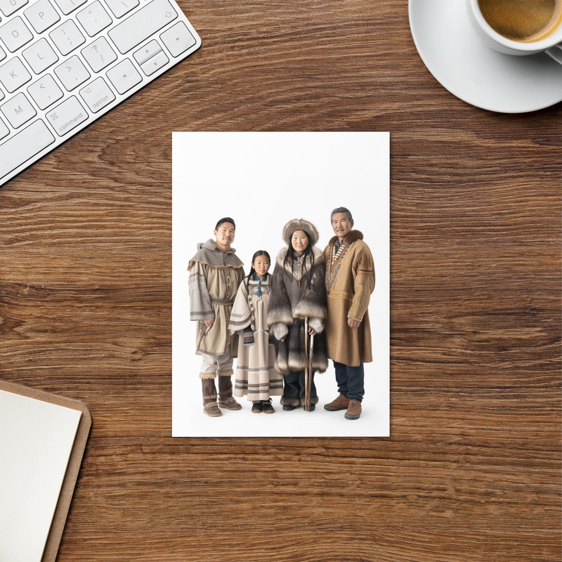 Greeting Card Family Portraits Inuit 1 Illustration of the Ancient ...