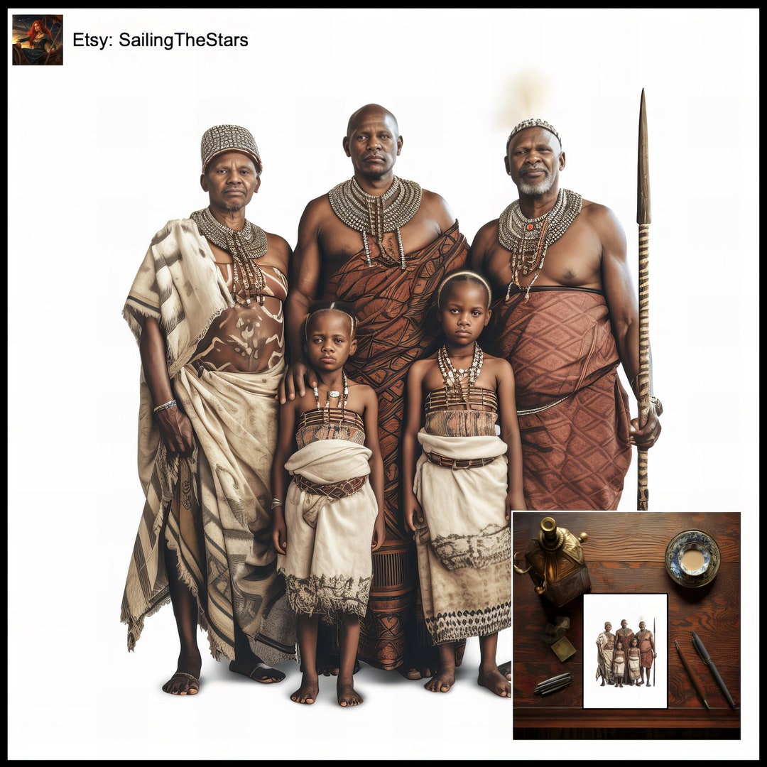 Greeting Card Family Portraits Zulu 2 Illustration of the Ancient ...