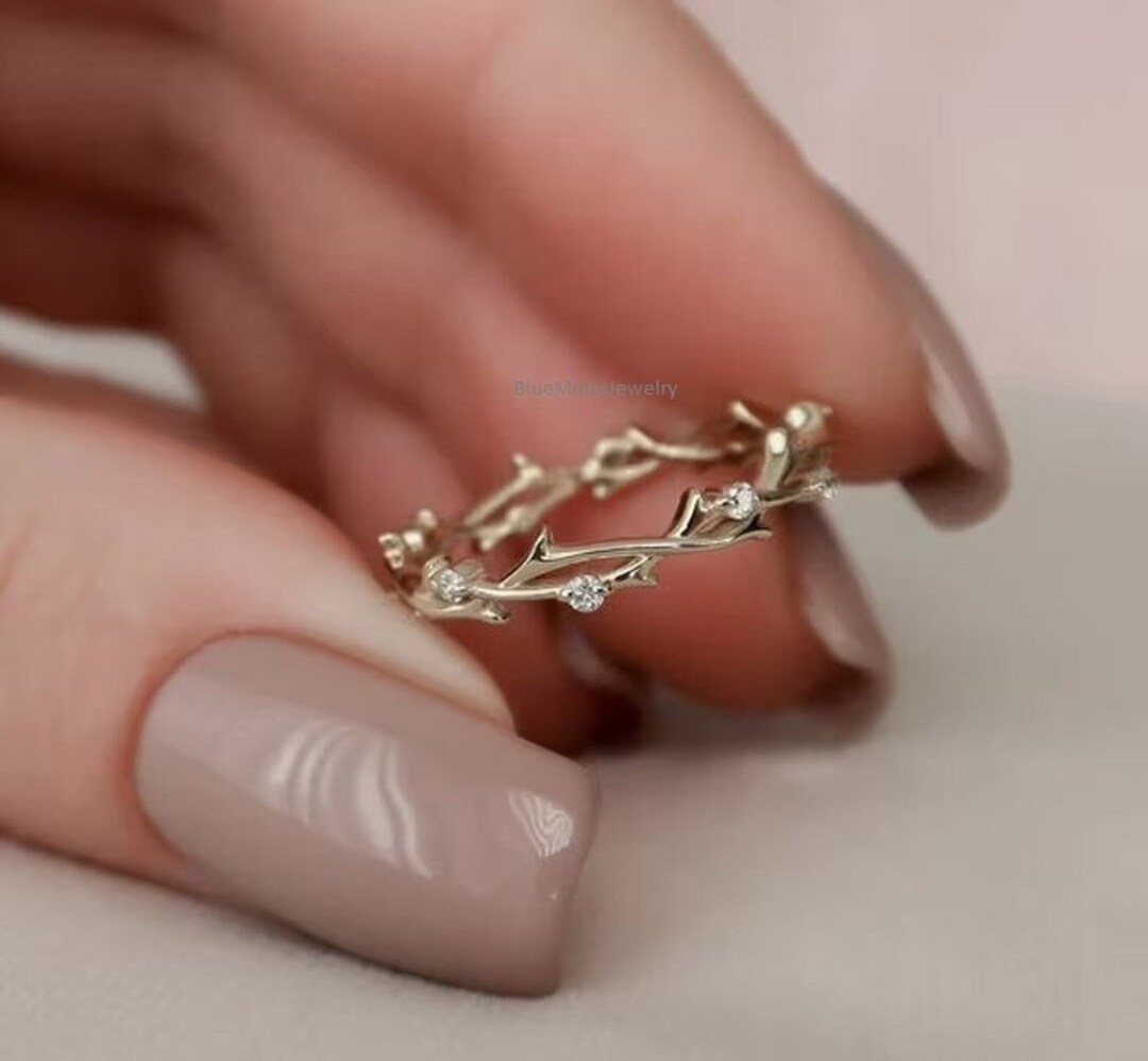 Twisted Wedding Band, Twig Wedding Band, Matching Band, Moissanite Band ...