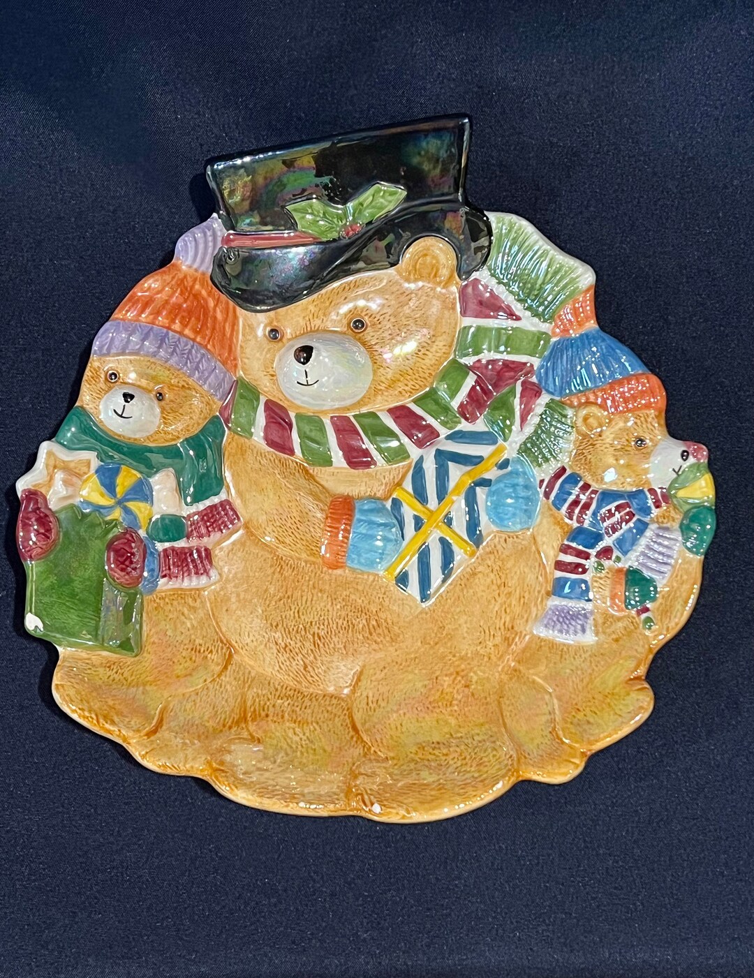 Iridescent 3 Bears Christmas Candy Dish - Etsy
