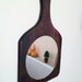 Square Wooden Frame Round Mirror Wall Hanging Chestnut Wooden Mirror ...