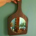Square Wooden Frame Round Mirror Wall Hanging Chestnut Wooden Mirror ...