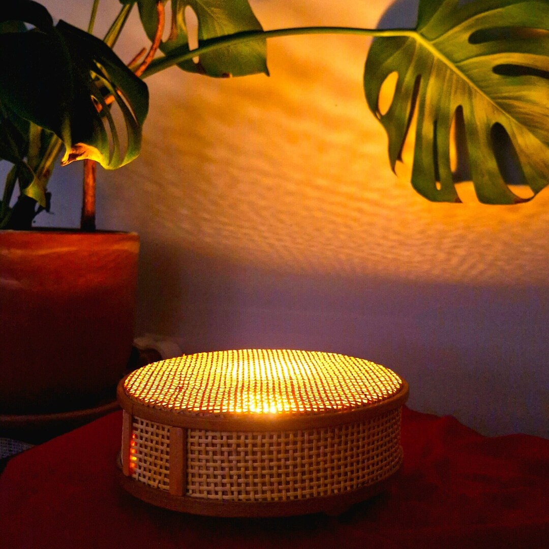 Round Rattan Desktop Shadow Lamp - Bedside Lamp - Unique Home ...
