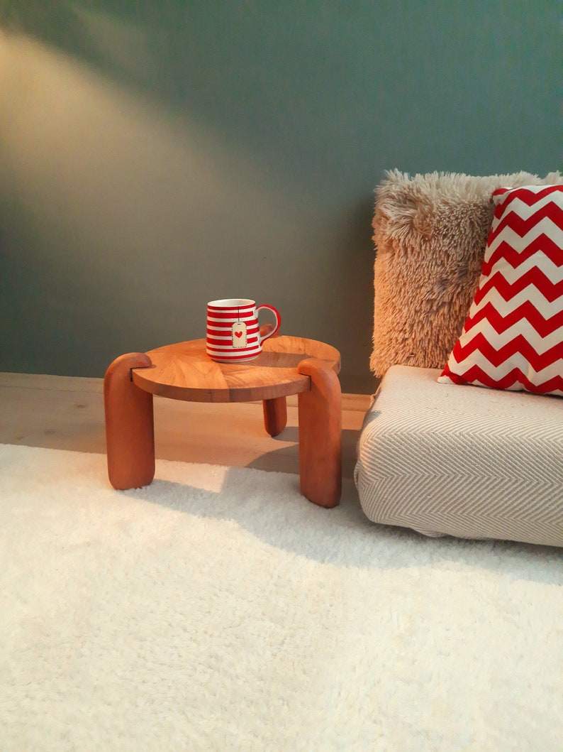 Three Legs Solid Walnut Wood Low Coffee Table & Flower Pot Table ...