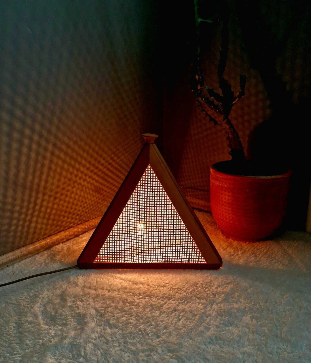 Wicker Pyramid Lamp - Corner and Tabletop Decorative Lighting -tax ...