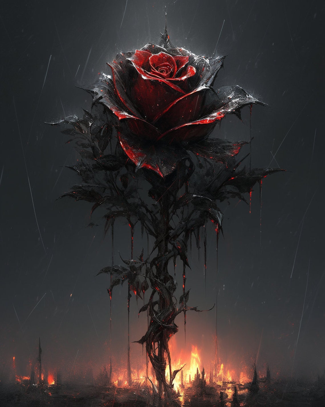 Necro Bloody Black Rose - Etsy