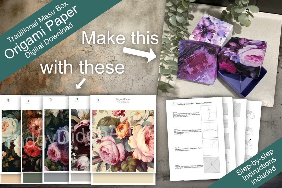 Origami Paper Box, DIY Traditional Masu Box, Printable Origami Paper ...