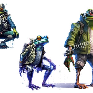 Cyberpunk Frog | 9 PNG Bundle | Clipart | Digital Download | Scrapbook ...