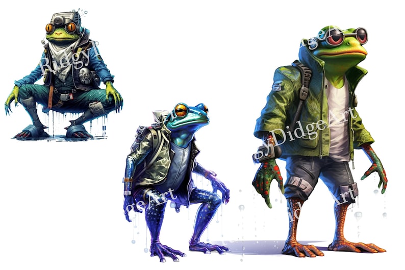Cyberpunk Frog | 9 PNG Bundle | Clipart | Digital Download | Scrapbook ...