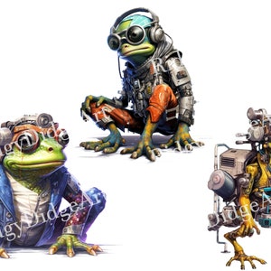 Cyberpunk Frog | 9 PNG Bundle | Clipart | Digital Download | Scrapbook ...