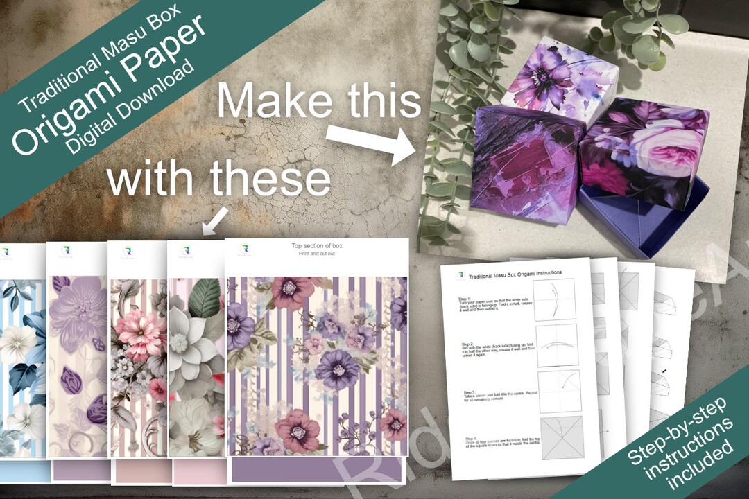 Origami Paper Box, DIY Traditional Masu Box, Printable Origami Paper ...