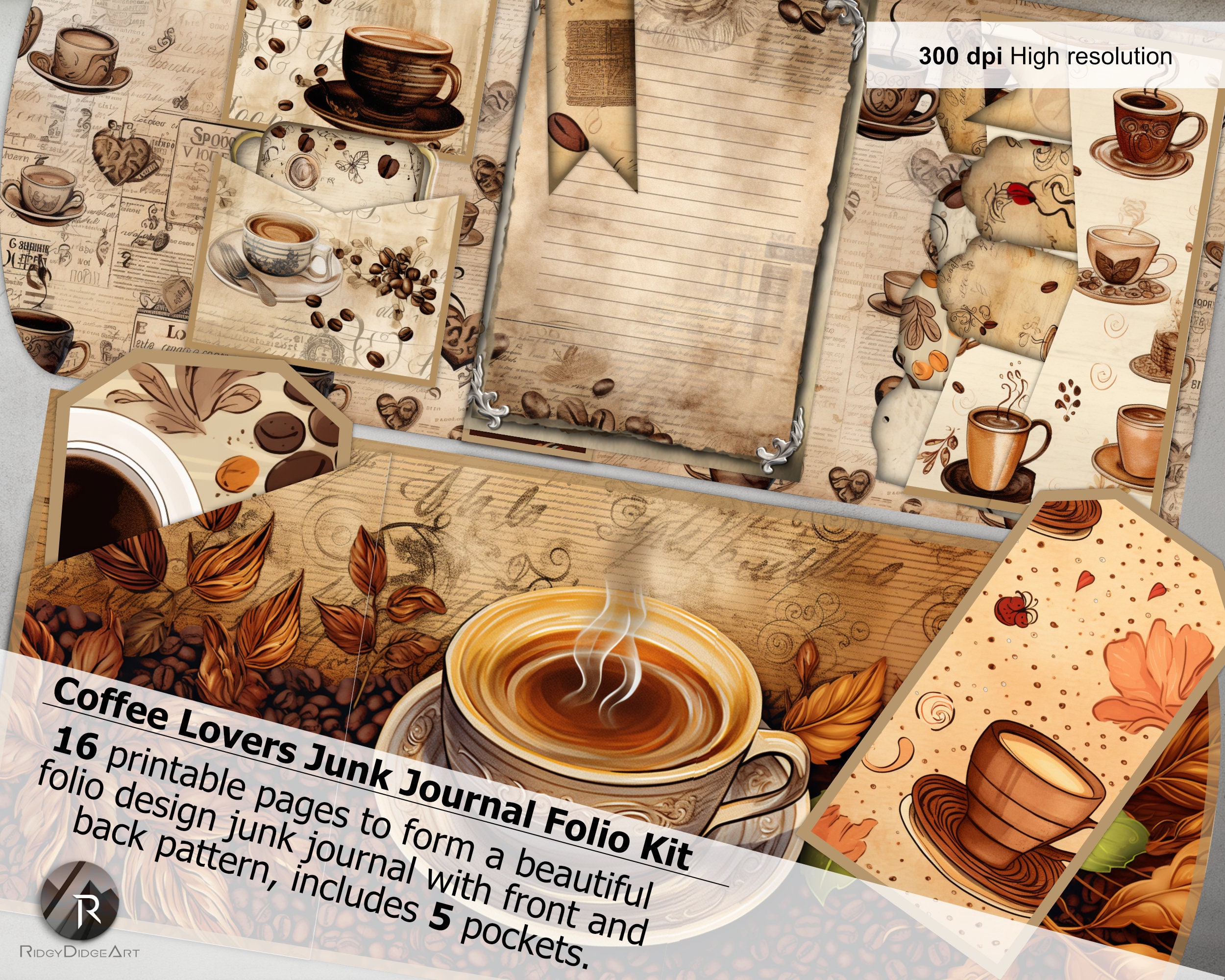 Coffee Lovers Junk Journal Folio Kit | Coffee Bean | Caffeine Lover ...