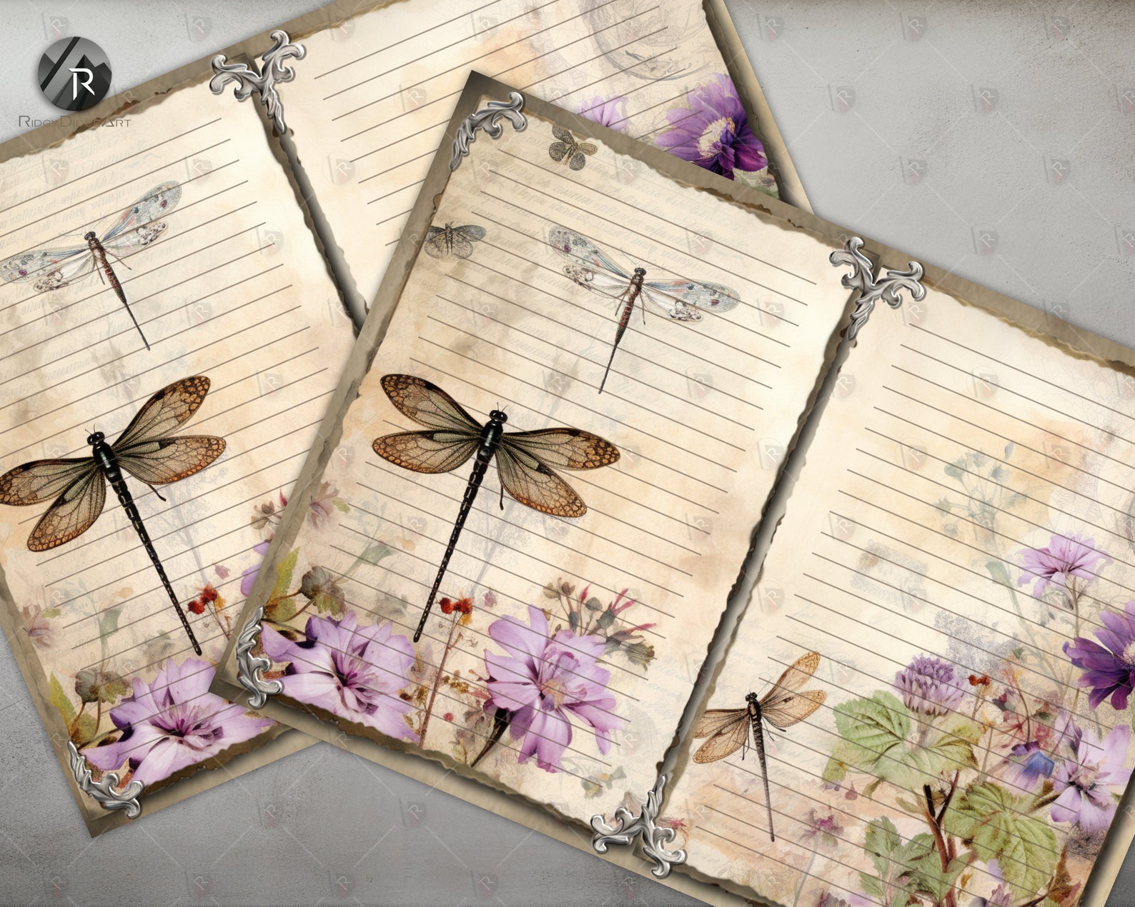 Shabby Chic Dragonflies Junk Journal Folio Kit Dragonfly Vintage ...