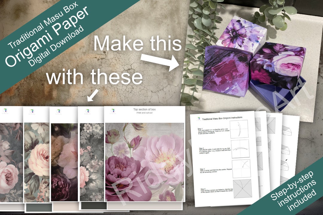 Origami Paper Box, DIY Traditional Masu Box, Printable Origami Paper ...