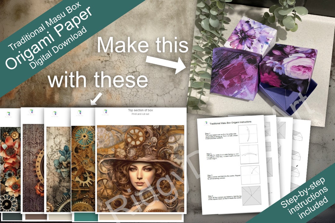 Origami Paper Box, DIY Traditional Masu Box, Printable Origami Paper ...