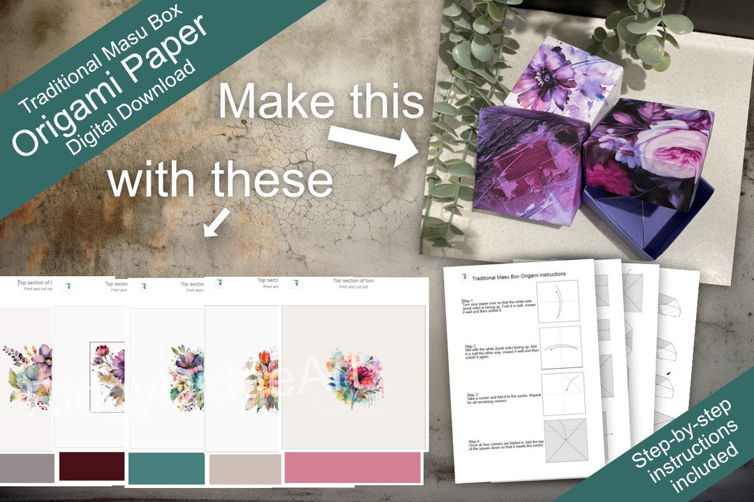 Origami Paper Box, DIY Traditional Masu Box, Printable Origami Paper ...