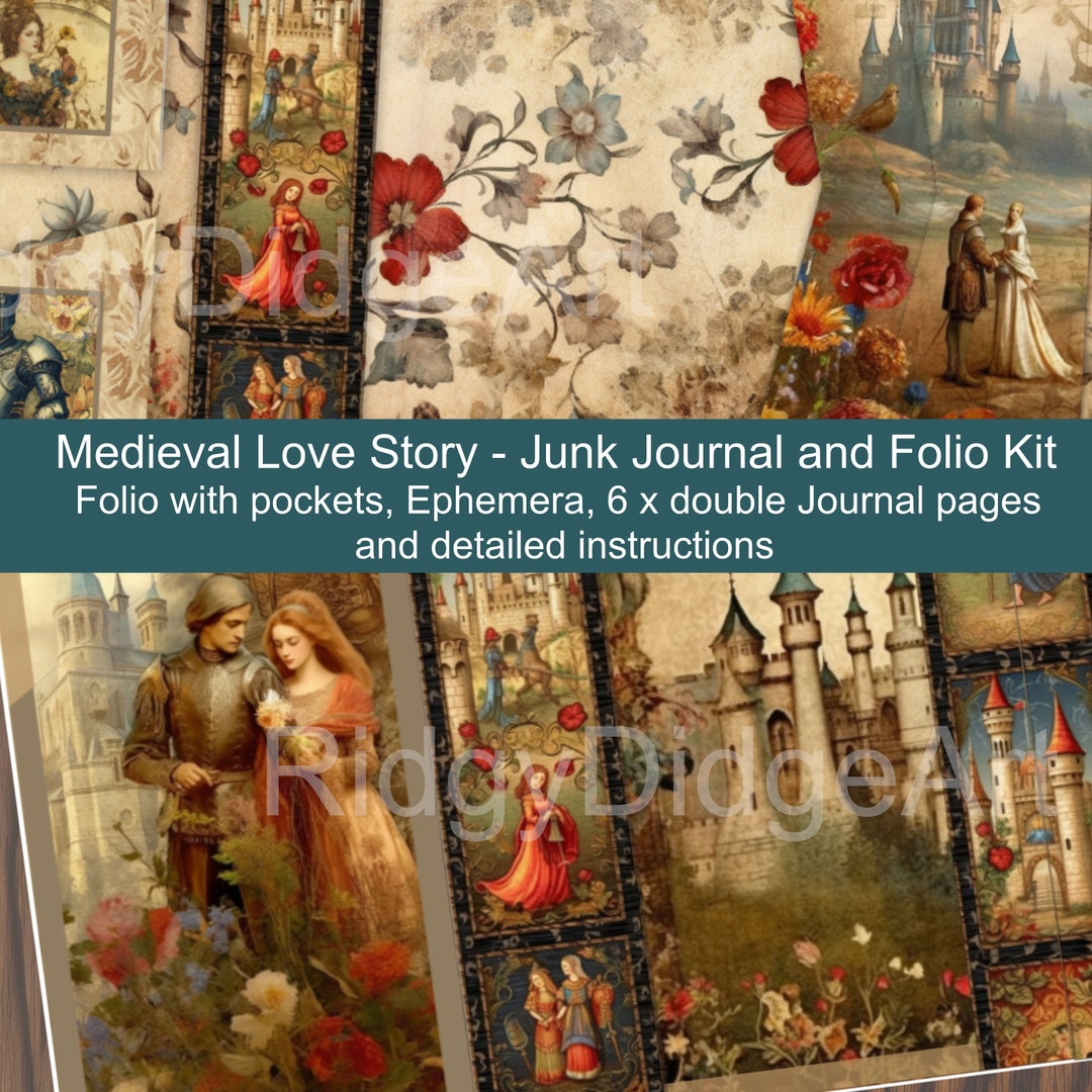 Medieval Love Story Junk Journal Folio Kit | Vintage Collage ...