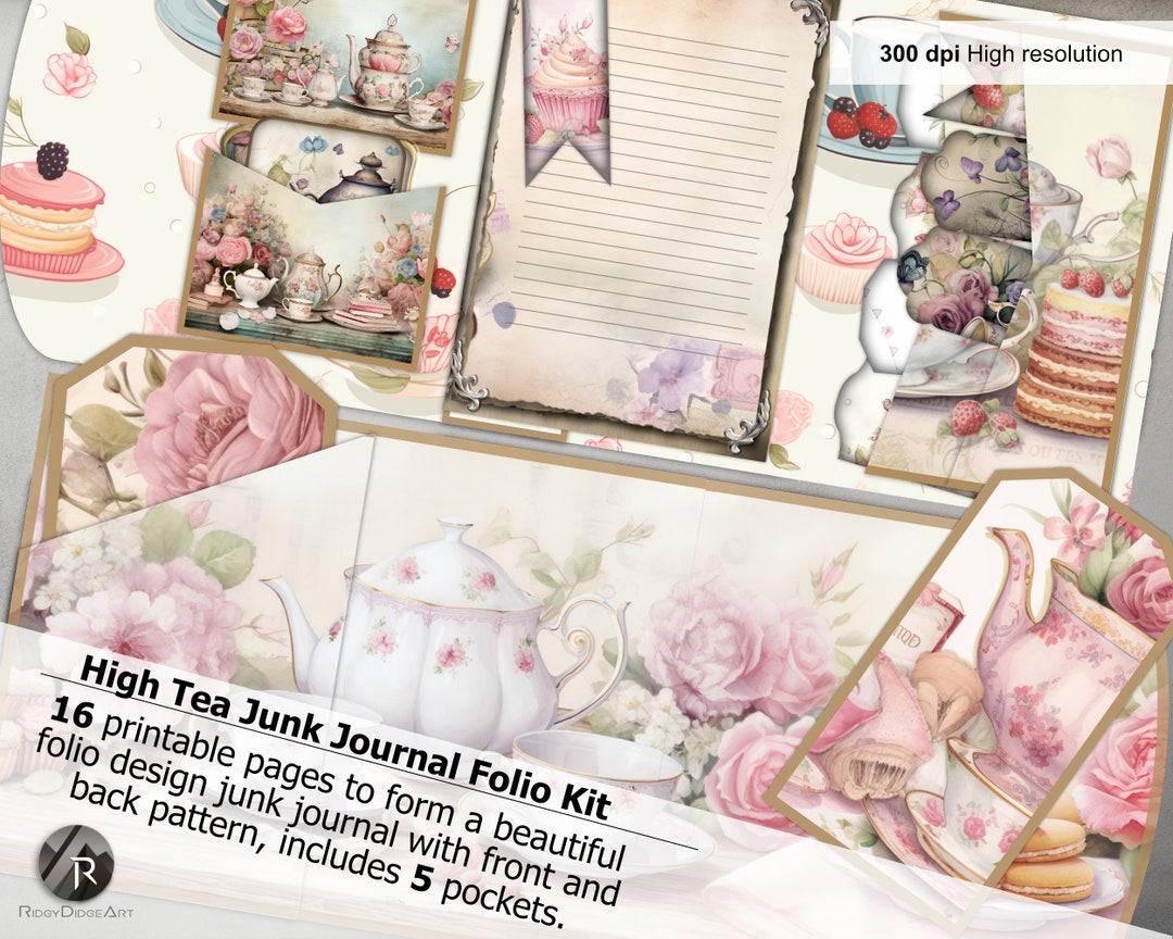 Elegant High Tea Junk Journal Folio Kit | Tea Pots | Tea Lovers ...
