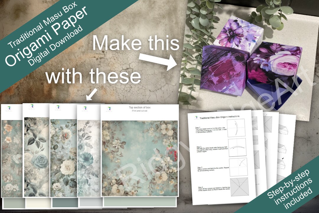 Origami Paper Box, DIY Traditional Masu Box, Printable Origami Paper ...