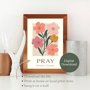 Pray Without Ceasing Wall Art, 1 Thessalonians 5:17 Printable Wall Art ...
