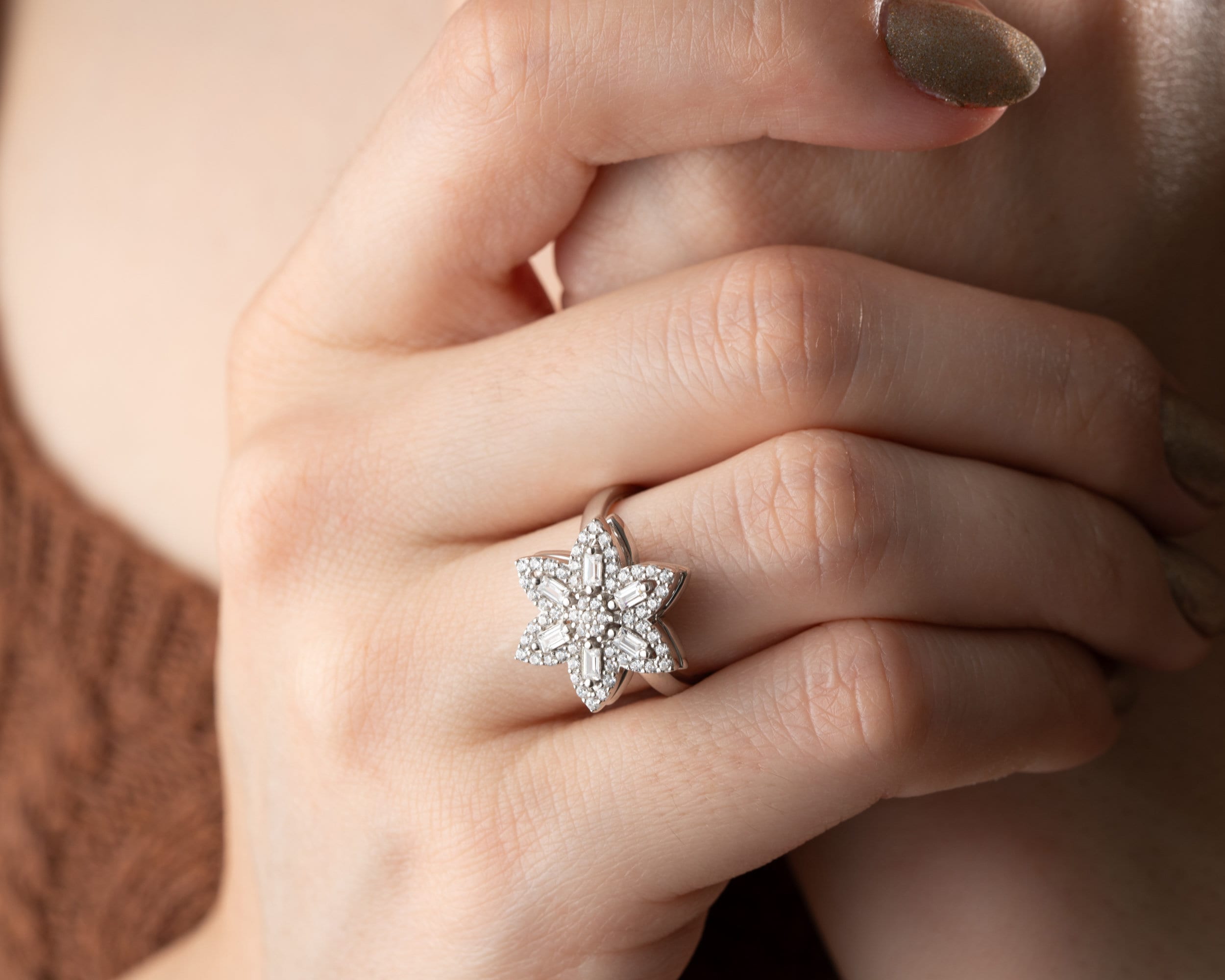 Unique Fidget Lotus Flower Spinner Ring, Anxiety Fidget Flower Ring ...