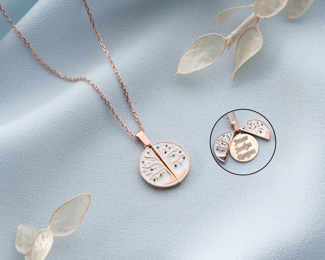 Custom Family Tree Hidden Names Necklace, Personalized Life Tree ...