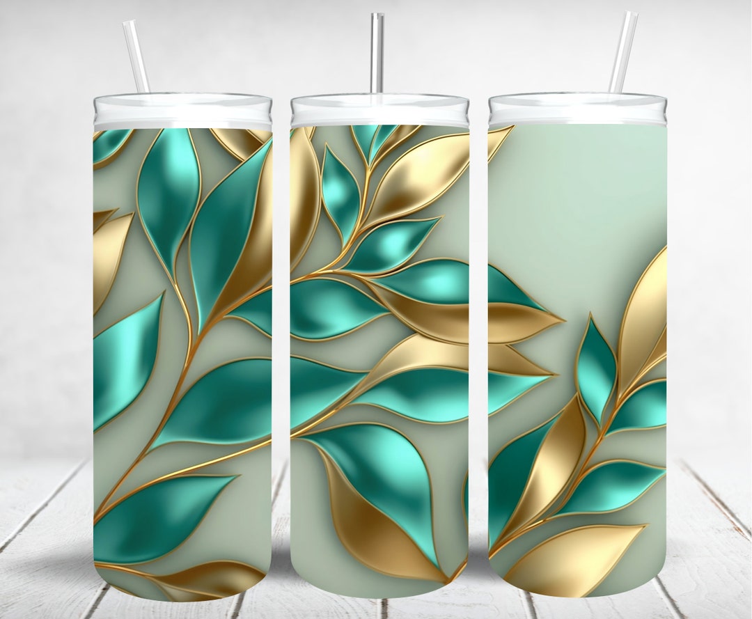 3D Turquoise Floral Design for Tumbler,flower Tumbler Wrap,20oz Skinny ...