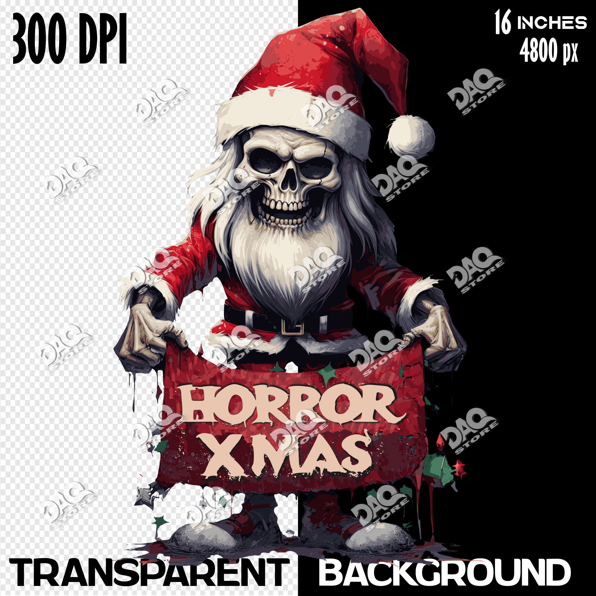 Horror Xmas Png Design-skeleton Santa Claus Png-gothic Skull Png ...