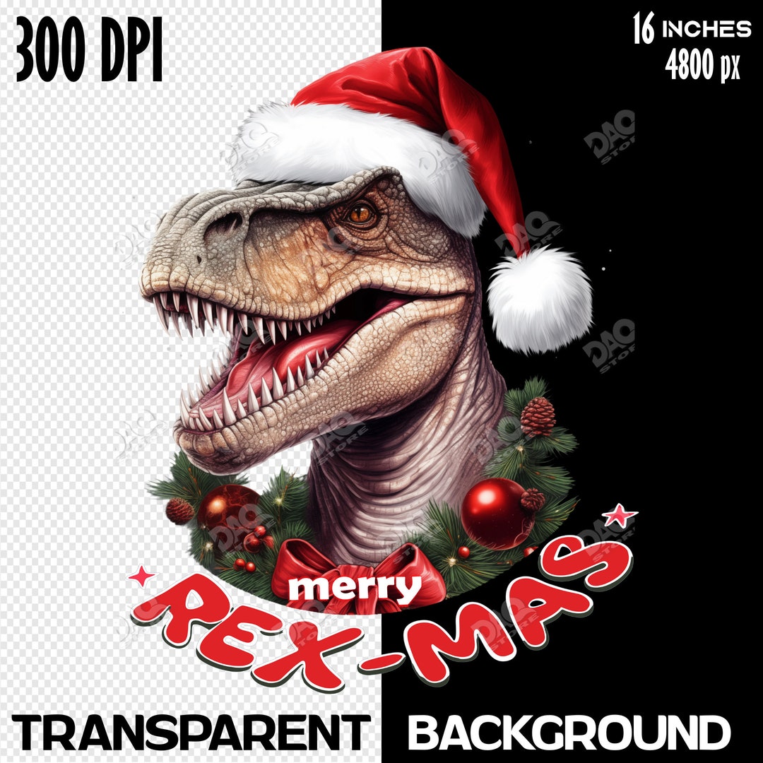 Merry Rex-mas Dinosaur PNG: Christmas T-rex Clipart (digital Download ...