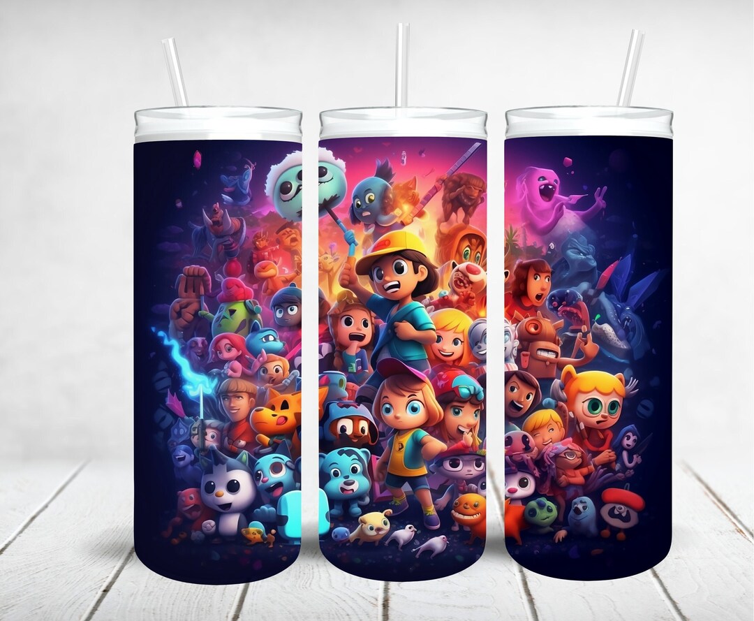 Cartoon Characters for Kids Tumbler Design Wrap-20oz Skinny Kids ...
