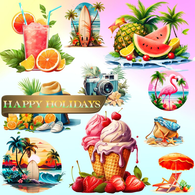 3D Summer Clipart Bundle-digital Png Designs for Summer-summer Items ...