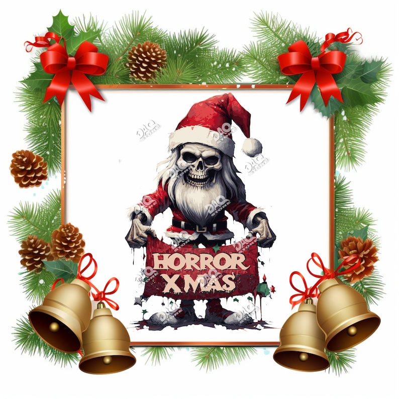 Horror Xmas Png Design-skeleton Santa Claus Png-gothic Skull Png ...