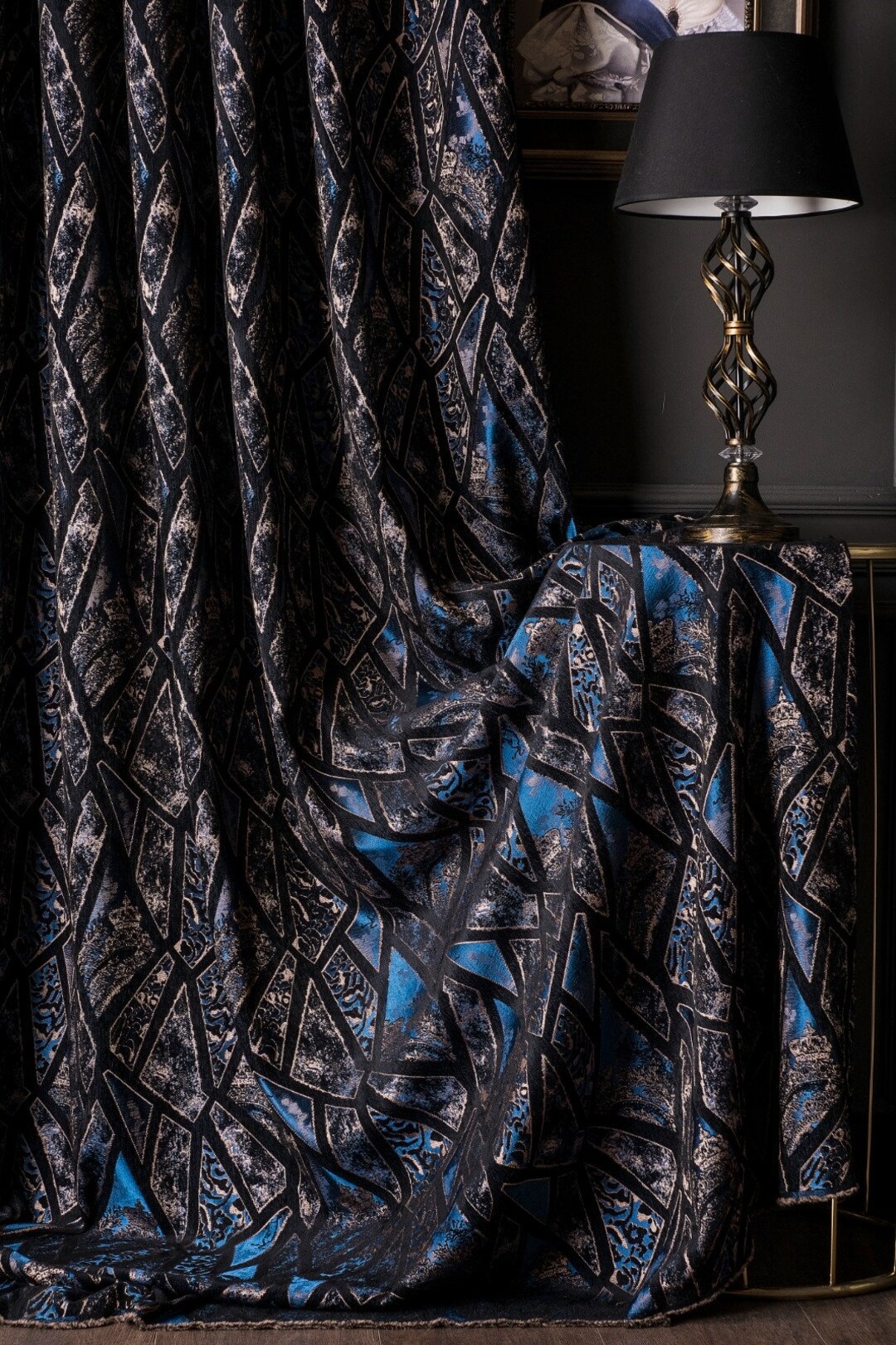 Bedroom Curtain, Geometric Pattern Background Panel Curtain, Modern ...