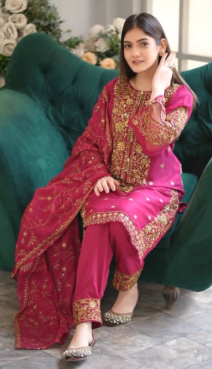 Beautiful Designer Top Pants Suit for Women, Indian Wedding Sangeet ...