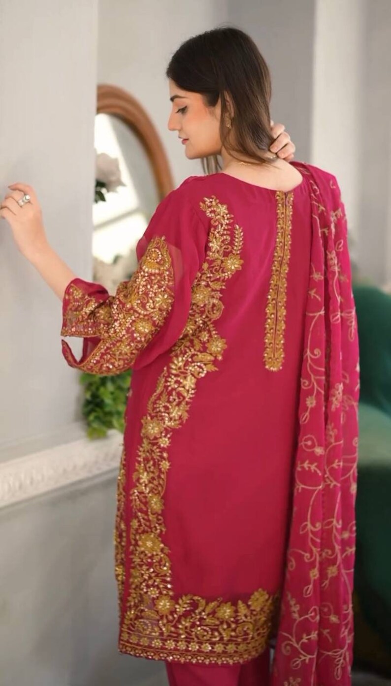 Beautiful Designer Top Pants Suit for Women, Indian Wedding Sangeet ...
